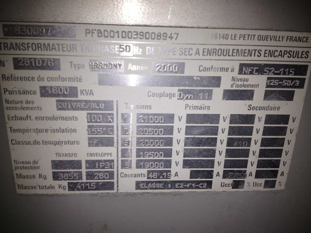 Trasformatore MT/BT 1600 kVA ALSTOM, Aosta, Valle d'Aosta/Vallée d ...